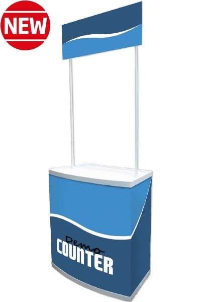 Demo Counter with Logotop, white | Displaylager.com