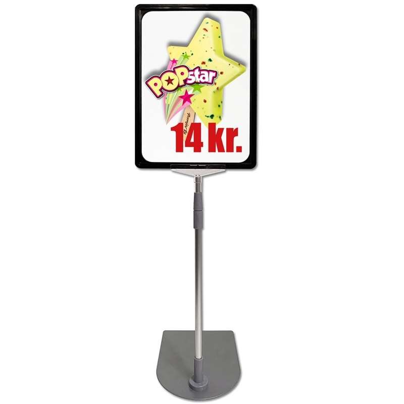 Double sided price frame, set w/alu base and pole, black A4 frame ...