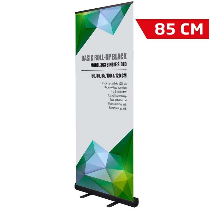 Basic Roll-Up einseitig - 85x200 cm - Schwarz | Displaylager.de