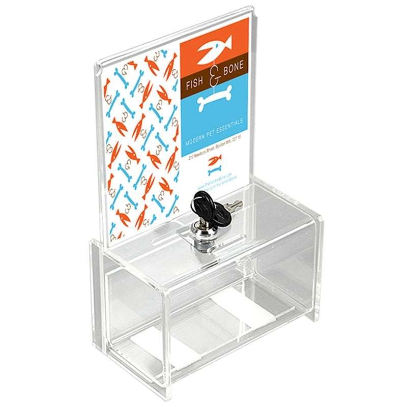 Tip Box Clear with info, 14,8 x 16 cm and lock | Displaylager.com