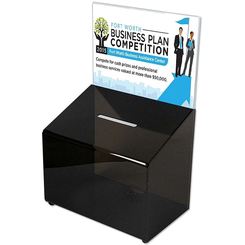 Tip Box Black with A4 info and lock | Displaylager.eu