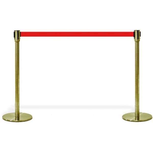 Crowd Control System, 2 poles with Red belt. Gold System | Displaylager.eu